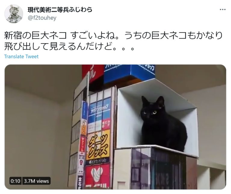 Japanese Artist Brings 3D Shinjuku Cat Billboard To Life With Cardboard