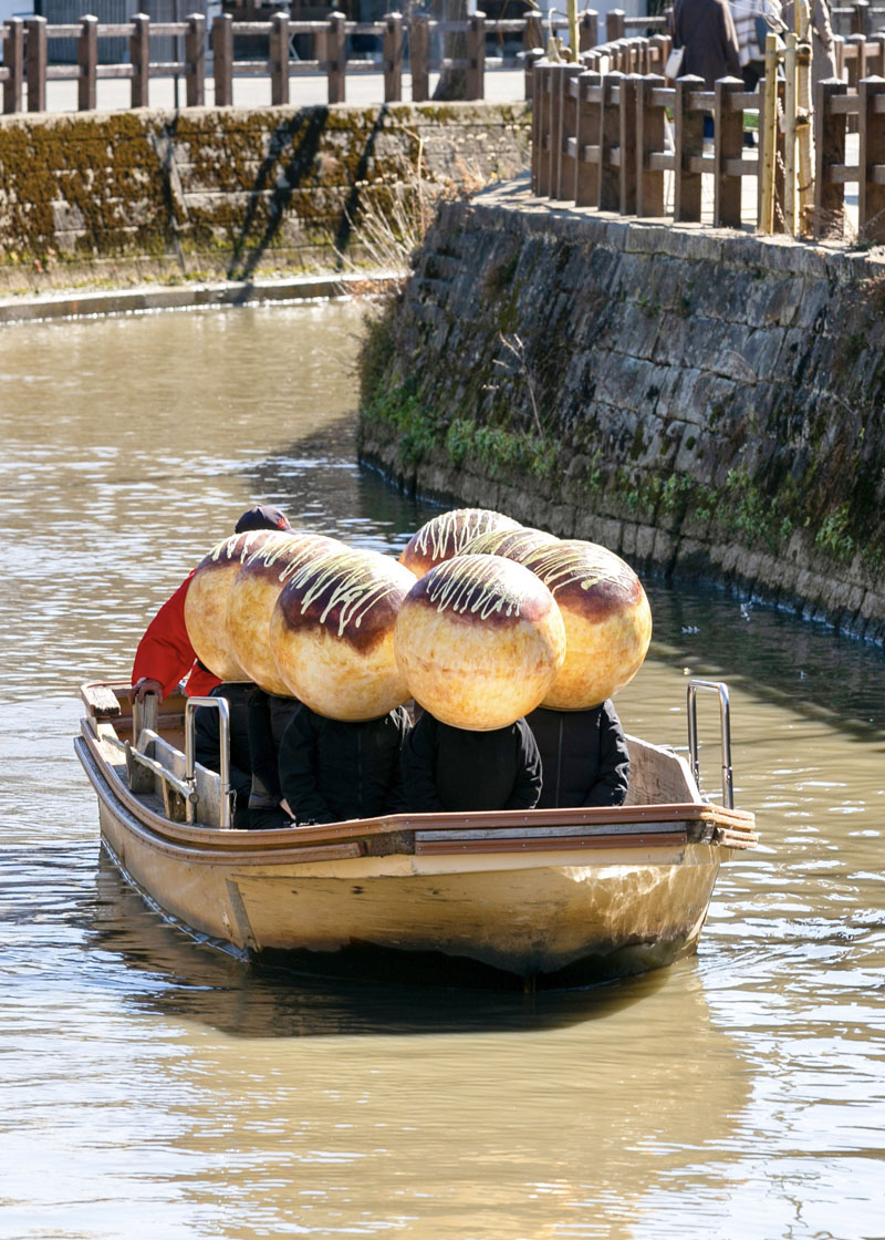 Giant Takoyaki Boat Floats Down Ono River In Chiba